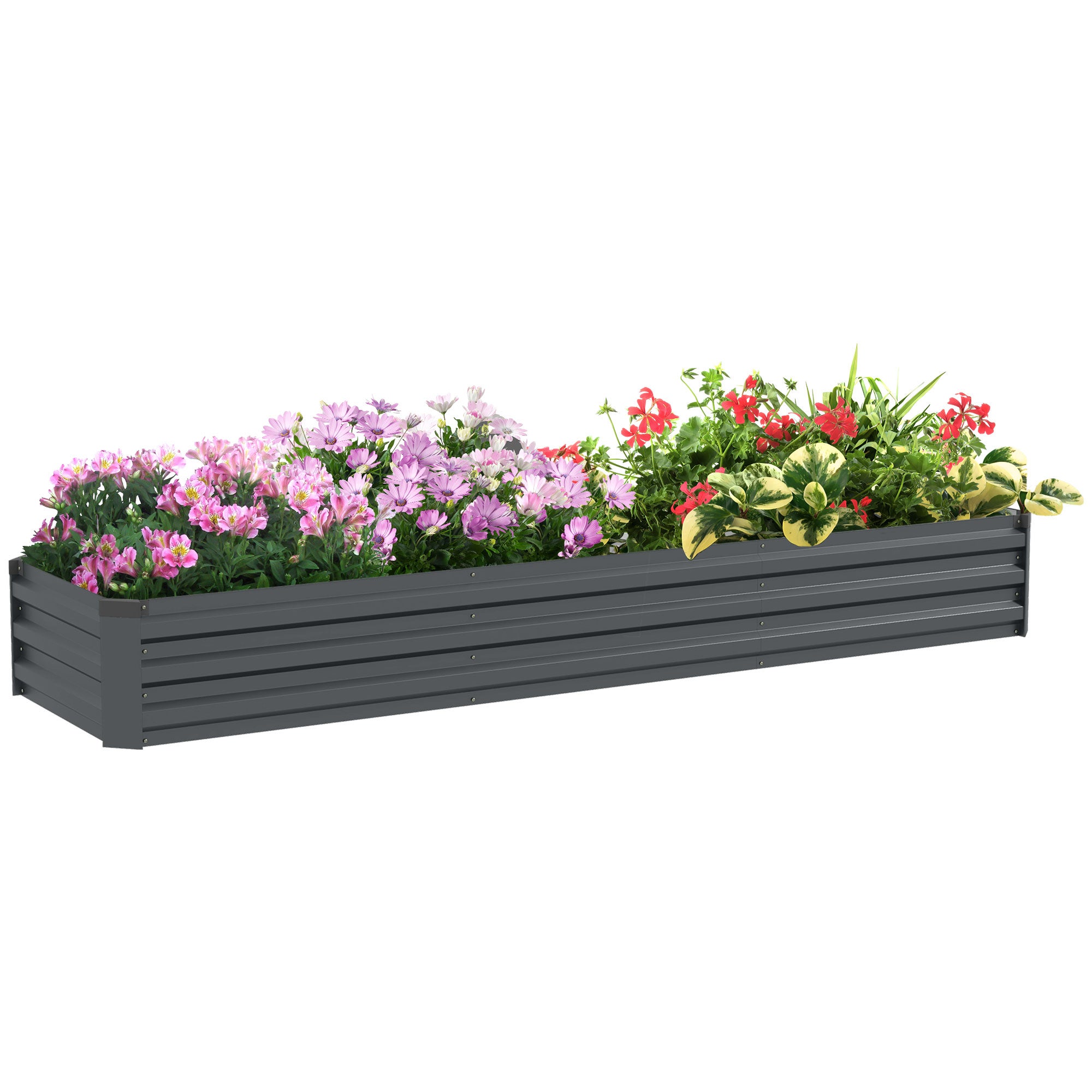 Jardinera Exterior Outsunny Acero Galvanizado Gris Oscuro 240x60x30 cm ...