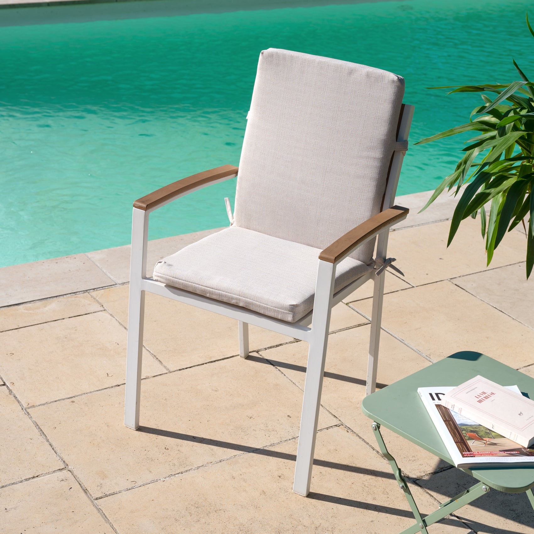 Coussin de chaise extérieur toile olefine outdoor - Naturel - 40x90 cm ...