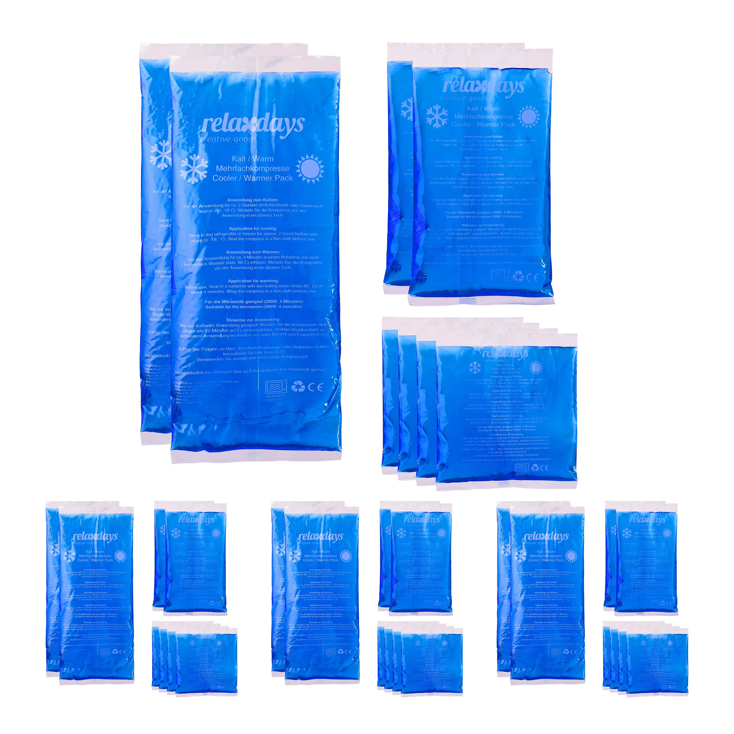 Relaxdays Pack de 32 Bolsas Frío Calor Reutilizables para Lesiones, Gel ...