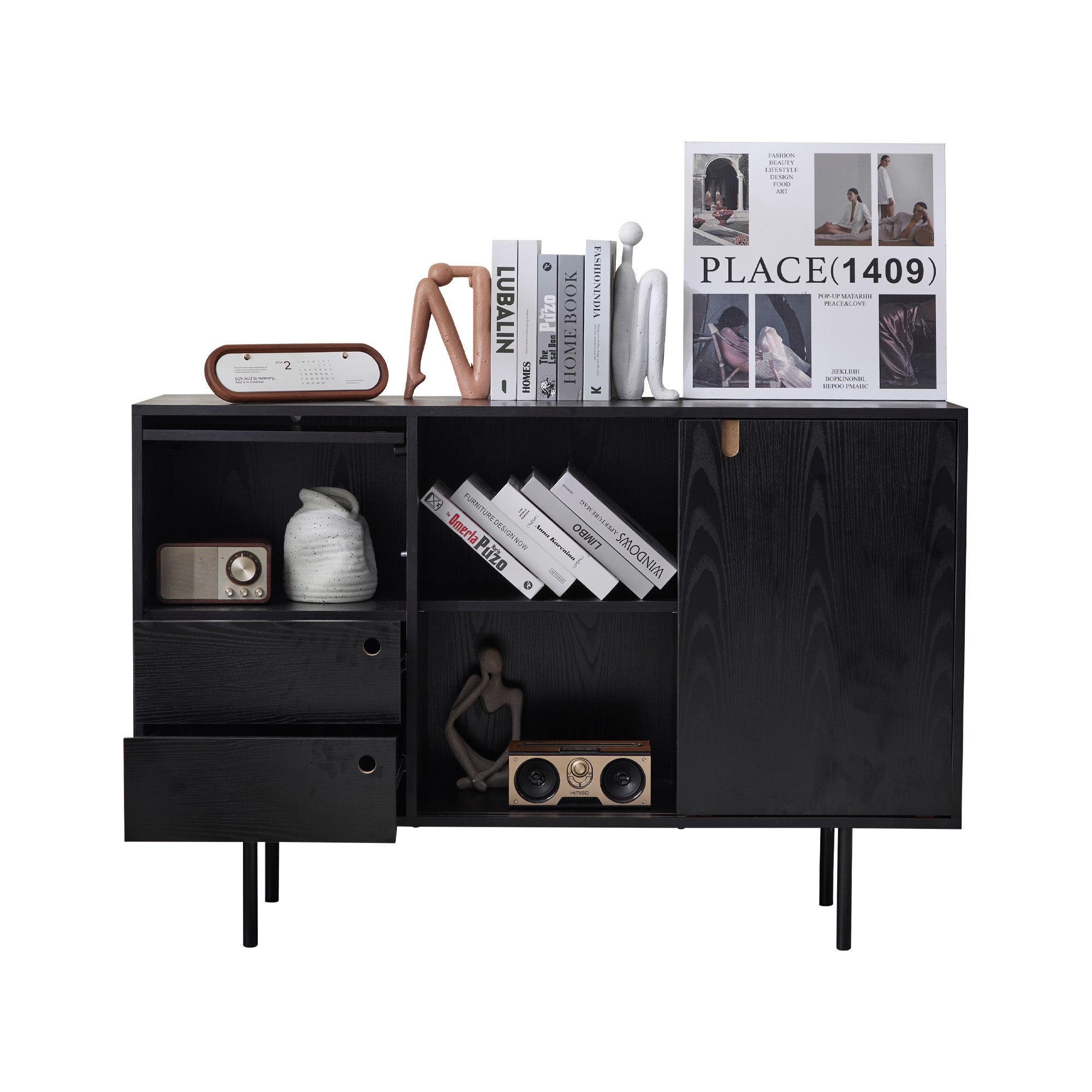 Buffet à 2 portes avec inserts métalliques, commode. | Leroy Merlin