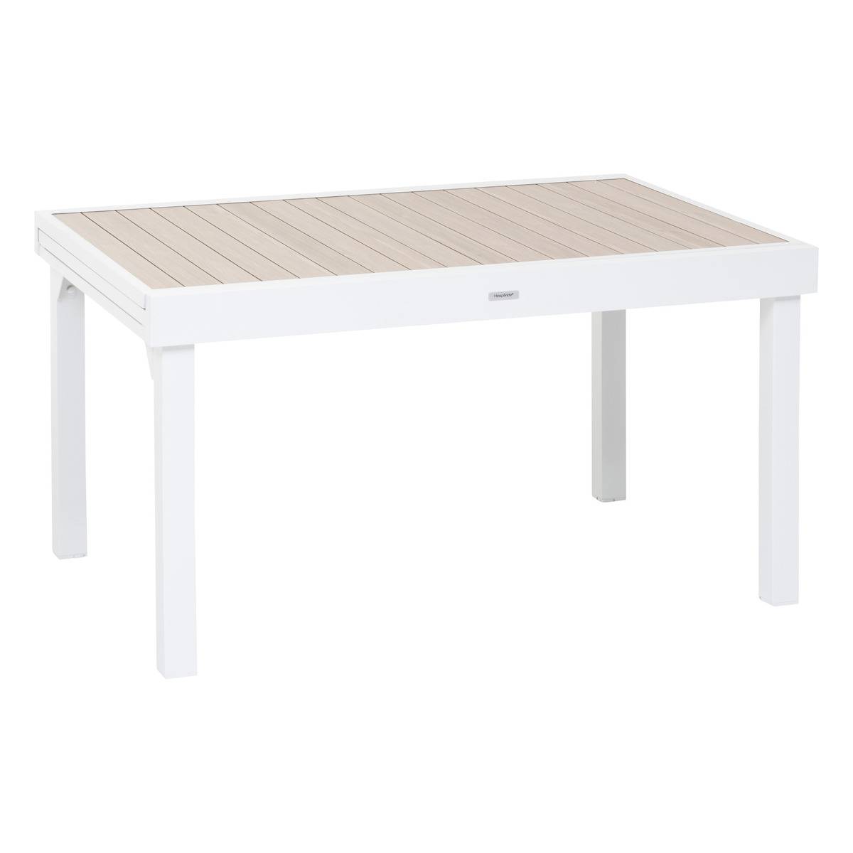 Table de jardin extensible "Piazza" lin & blanc 10 places en aluminium ...