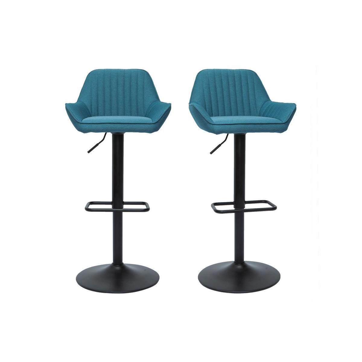 Tabourets de bar réglables design en tissu bleu (lot de 2) RONNIE ...