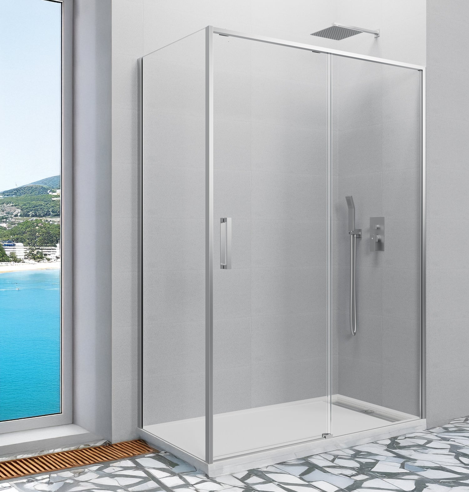 CABINE DE DOUCHE. FRONTAL: 165-170 cm + LATÉRAL FIXE: 67-69 cm. MODÈLE: TWENTYMM | Leroy Merlin