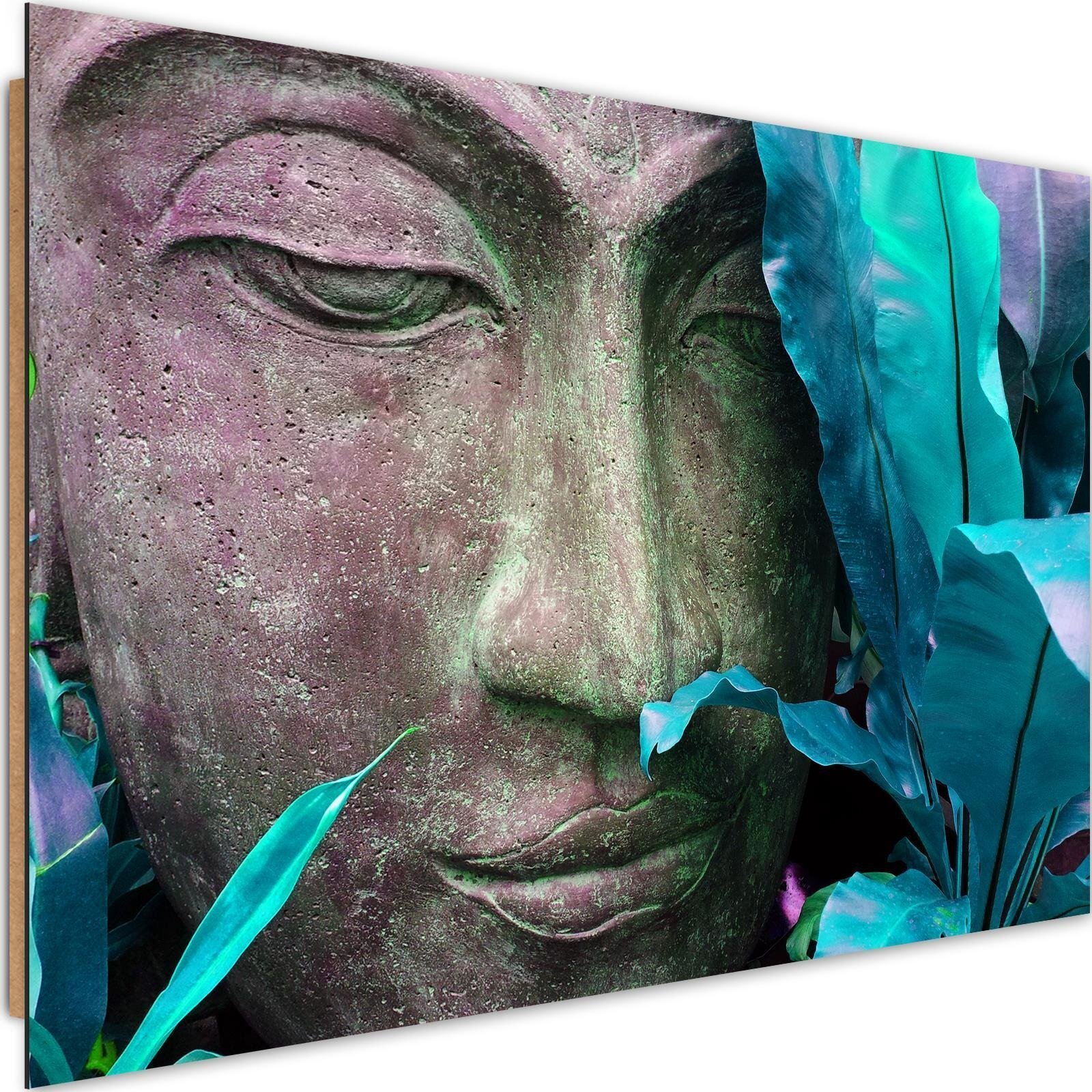 Tableau bois face bouddha avec feuille - 120 x 80 cm | Leroy Merlin