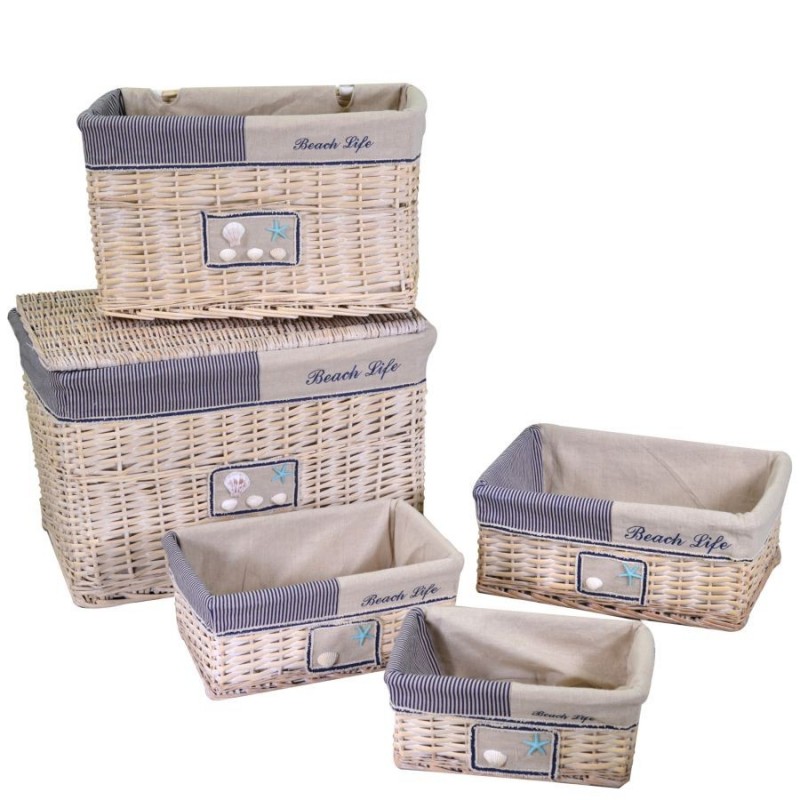 Baúl de mimbre marino con 3 cajones color crema | Leroy Merlin