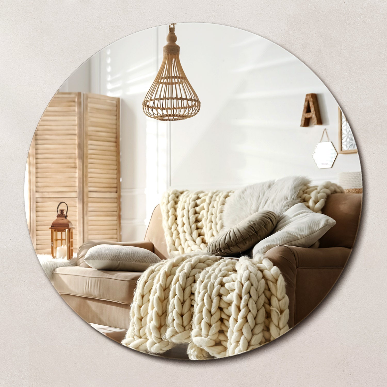 Miroir Mural Rond Moderne | 80 cm | Parfait pour Intérieurs ...