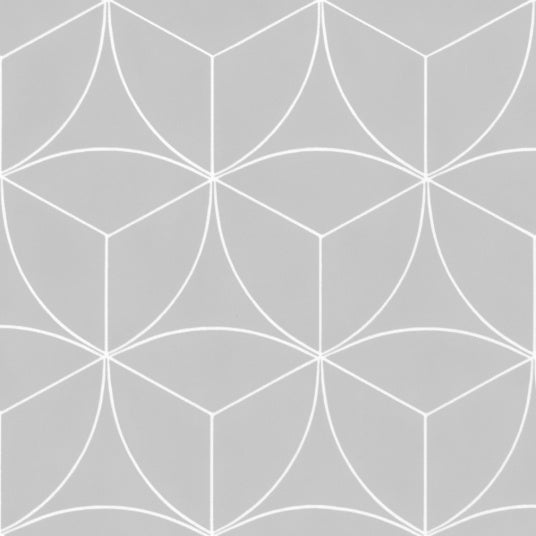 Sol vinyle Textile - Rosace géométrique grise - Rouleau de 3m x 11m ...