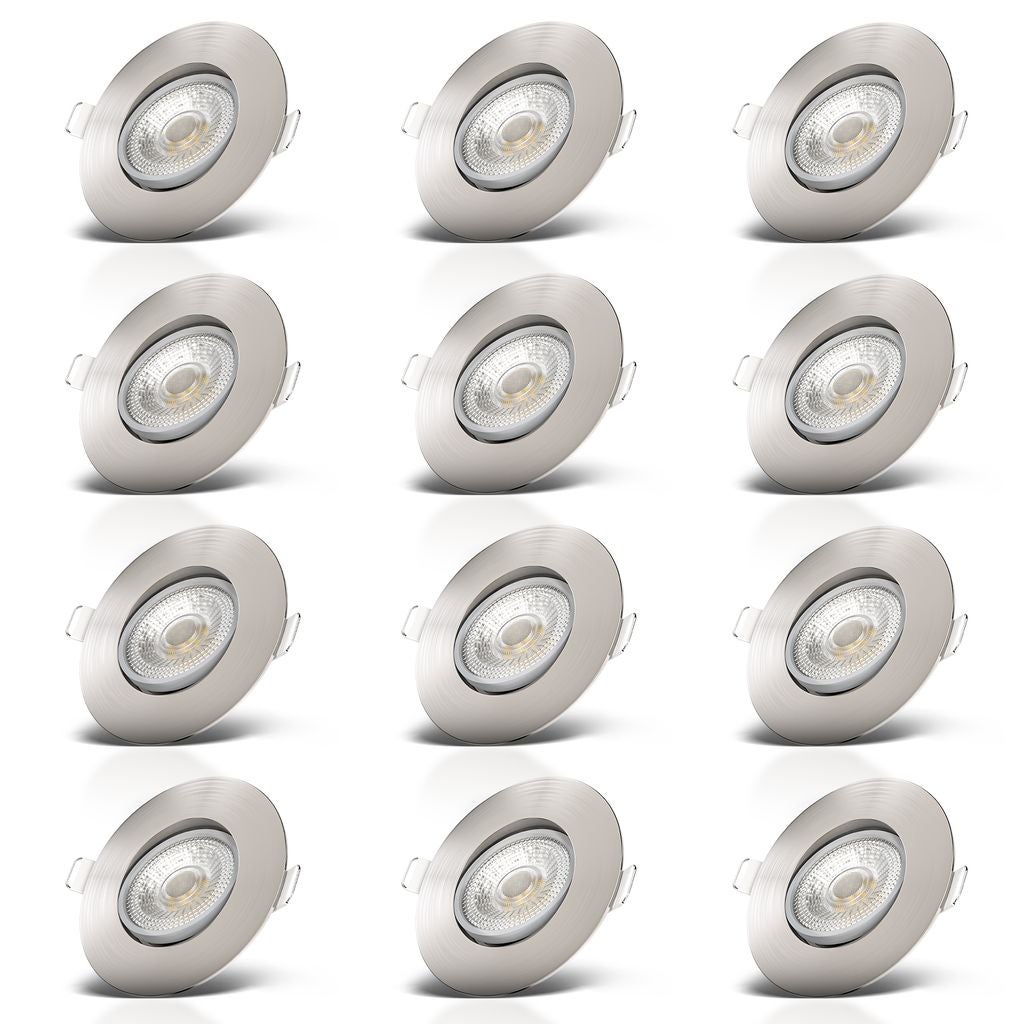 B.K.Licht lot de 12 spots encastrables IP23 ultraplats 24mm orientables Ø90mm nickel mat ...