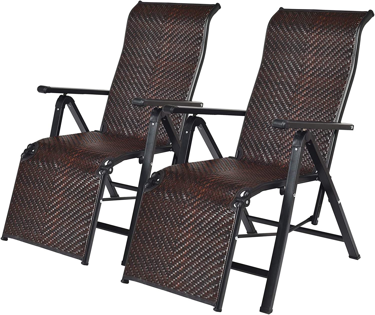 Lot de 2 transat chaises longues de jardin avec position réglable et ...