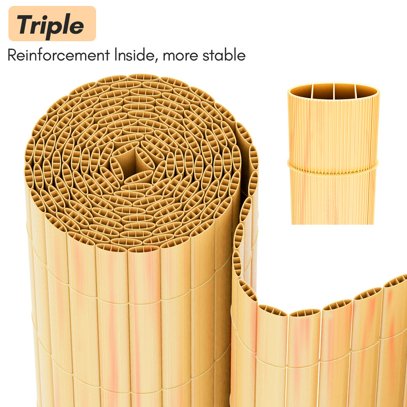 Canisse en PVC Couleur Bambou double face,90% d'occultation,H.90 cm x L ...