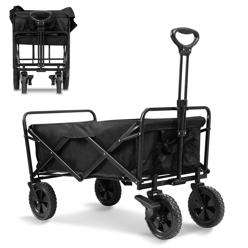 Chariot de Jardin Pliable avec 4 Roues Transport Charge 100Kg Chariot ...
