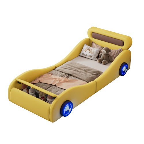 Lit enfant 90 x 200 cm en forme de voiture, lit individuel, avec roues ...