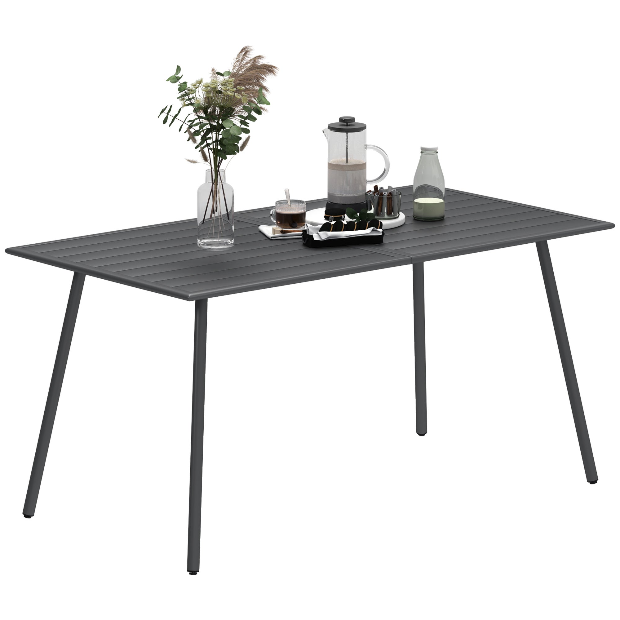 Mesa de comedor de jardín para 6 personas con tablero de listones para ...