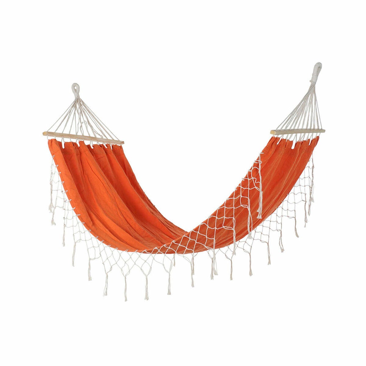 Hamaca DKD Home Decor Naranja Poliéster Algodón Pino Flecos (255 x 80 x ...