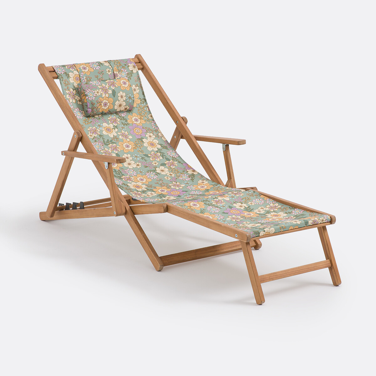 Chaise longue en acacia huilé Rosemary - Fleuri - taille unique | Leroy Merlin