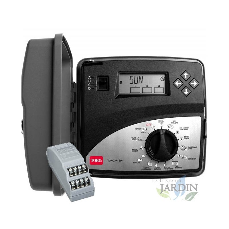 Programador de riego Toro TMC424, 20 estaciones, eléctrico ampliable ...