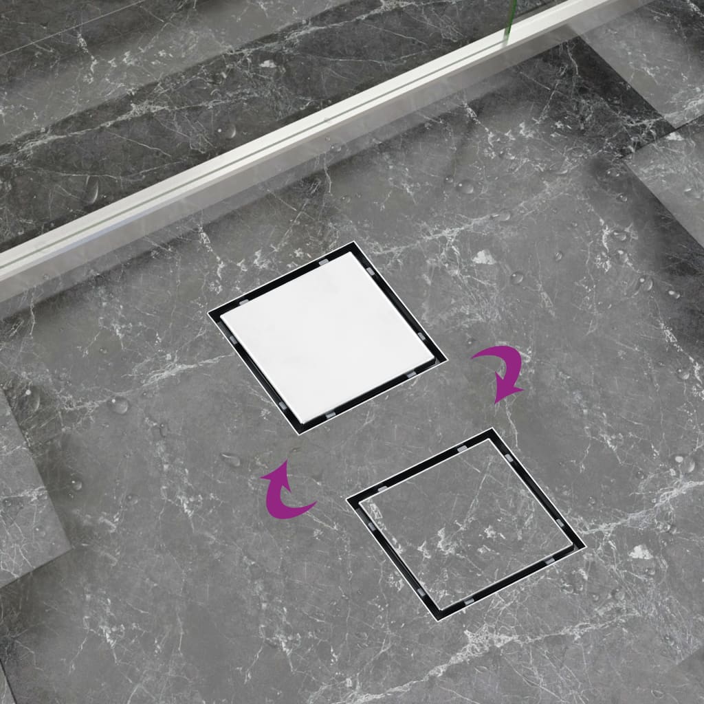 Siphon de douche avec couvercle 2 en 1, plat et pour carrelage, 23x23 ...