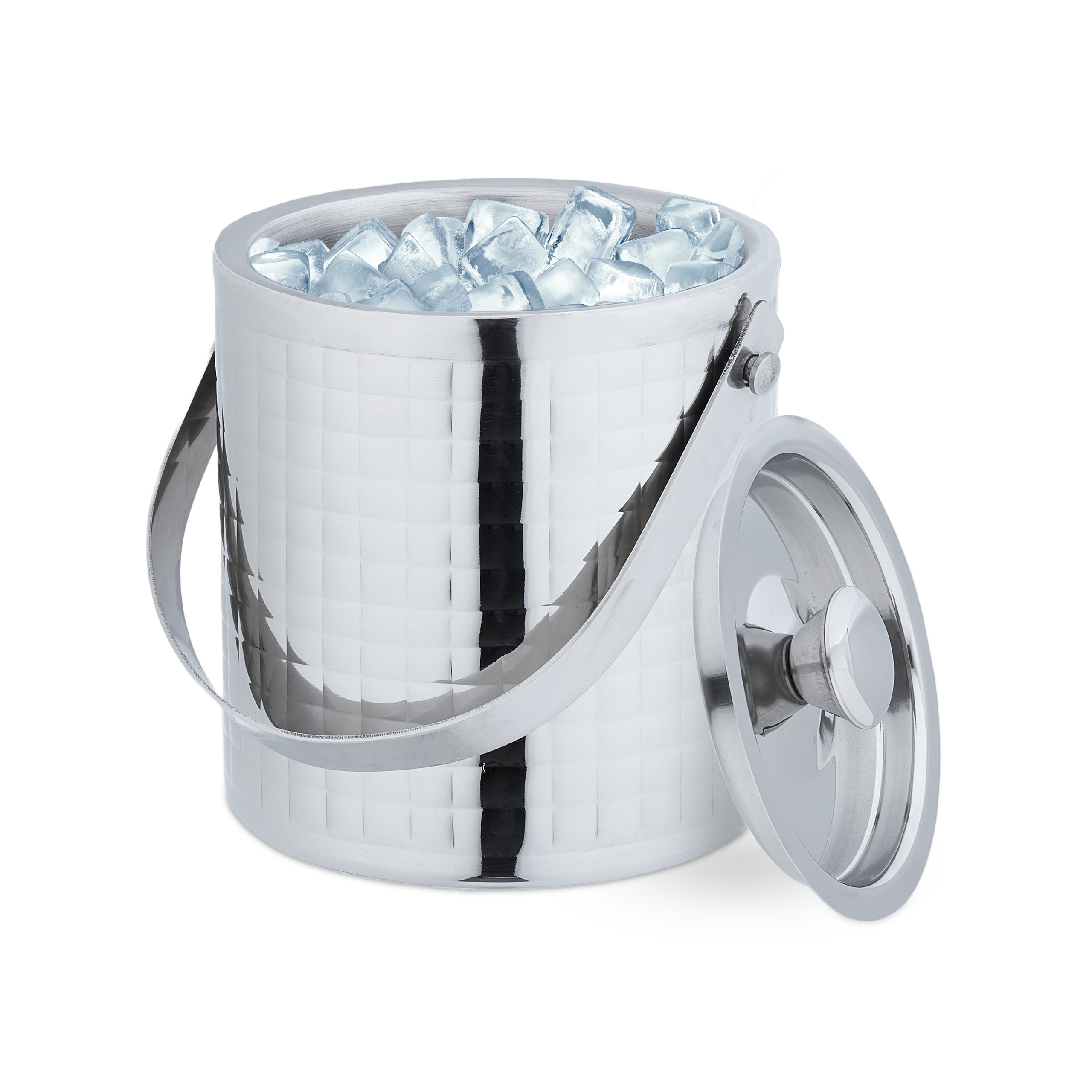 Relaxdays Seau à glace, acier inoxydable, double paroi, avec couvercle ...