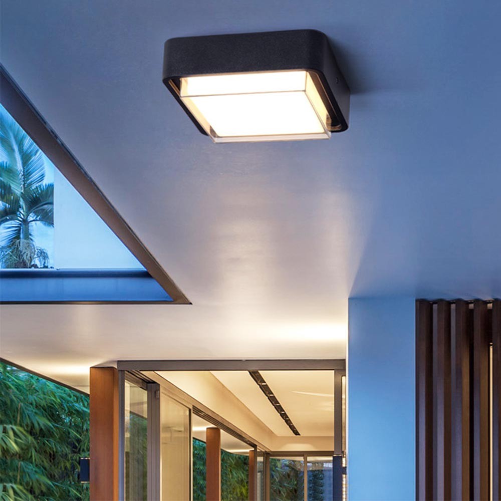 Plafonnier extérieur carré LED Pilot 12W Convient pour plafonds et murs ...