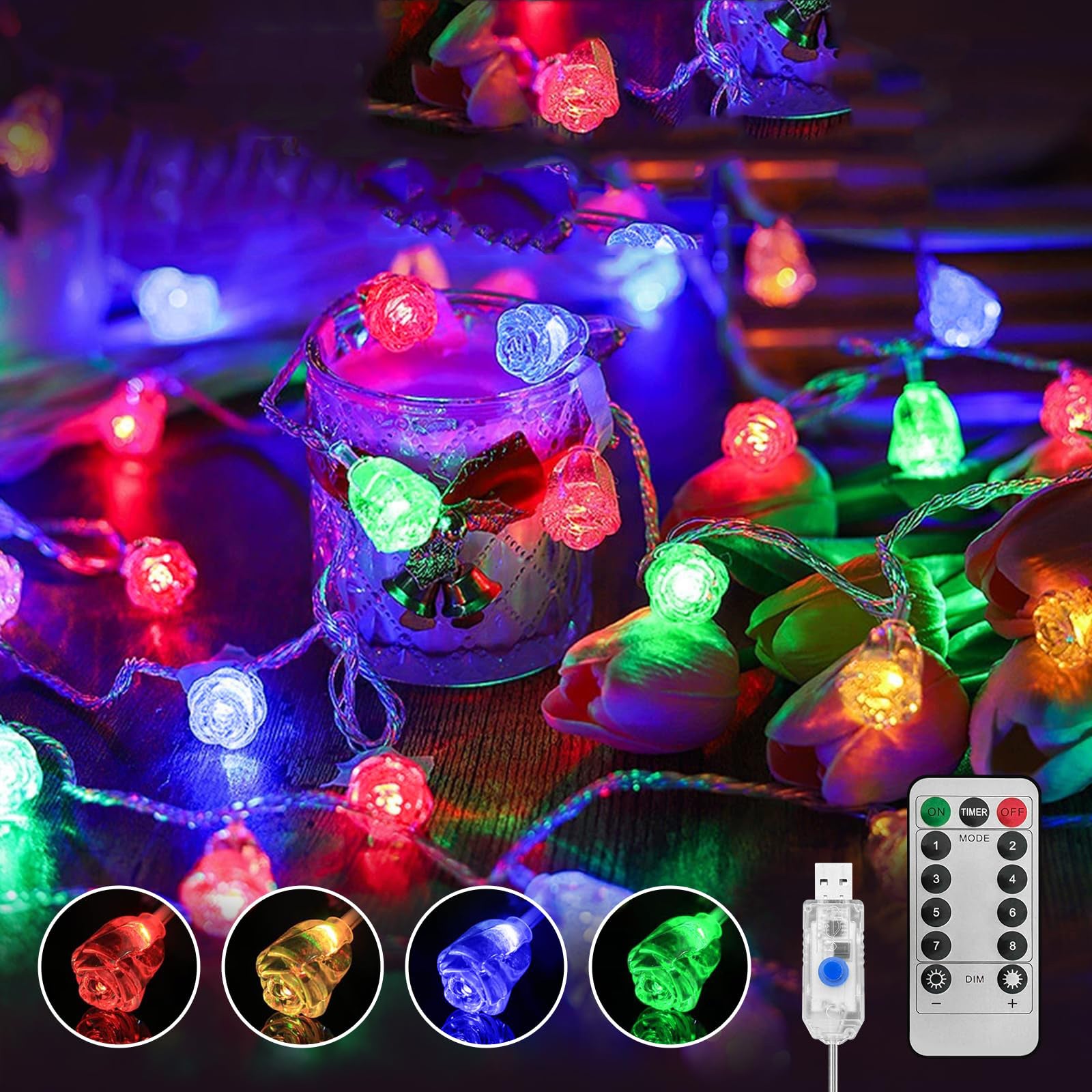 Guirlande lumineuse pour chambre à coucher, 10 m, 80 LED, 8 modes d ...