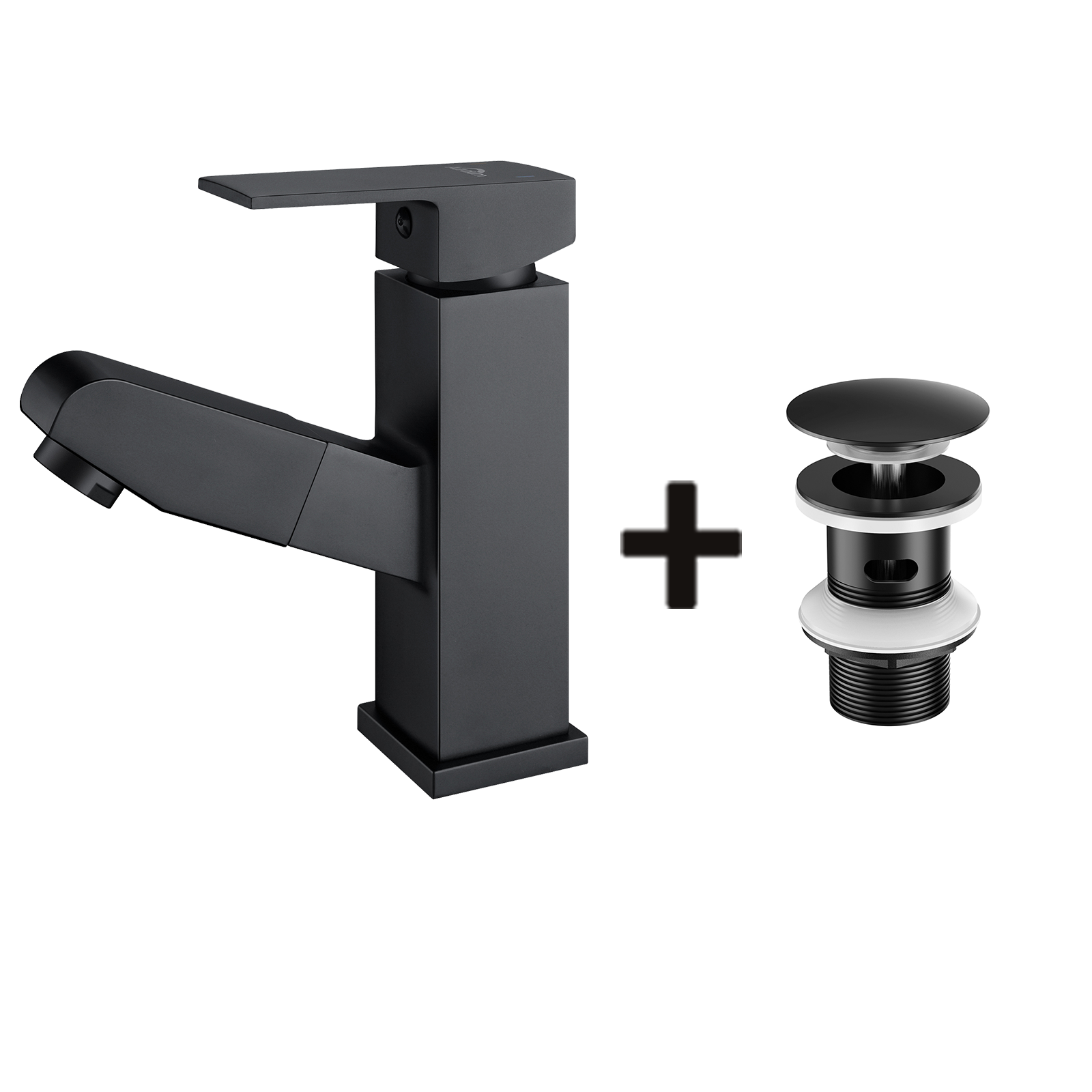 Auralum Rubinetto Miscelatore Lavabo con Doccetta Estraibile, Nero ...