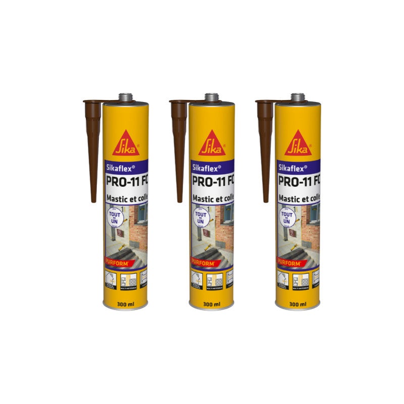 Lot de 3 mastics colle SIKA Sikaflex PRO 11 FC Purform - Marron - 300ml ...