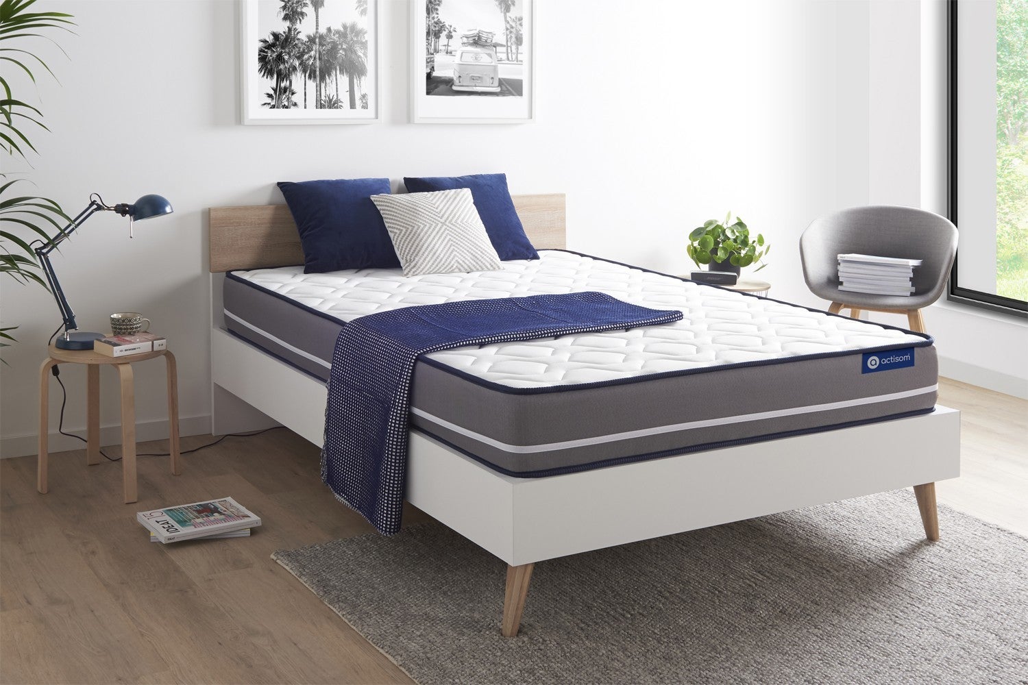 Matelas 200 x 200 cm Actilatex pur - Latex et memoire de forme - Ep. 20 cm - Ferme - 3 zones de ...