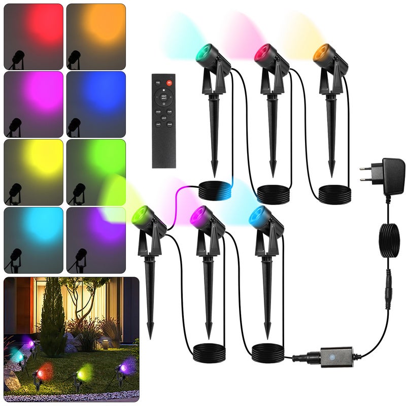 Lot de 6 Spots Piquets Extérieurs, Projecteur de jardin à LED avec ...