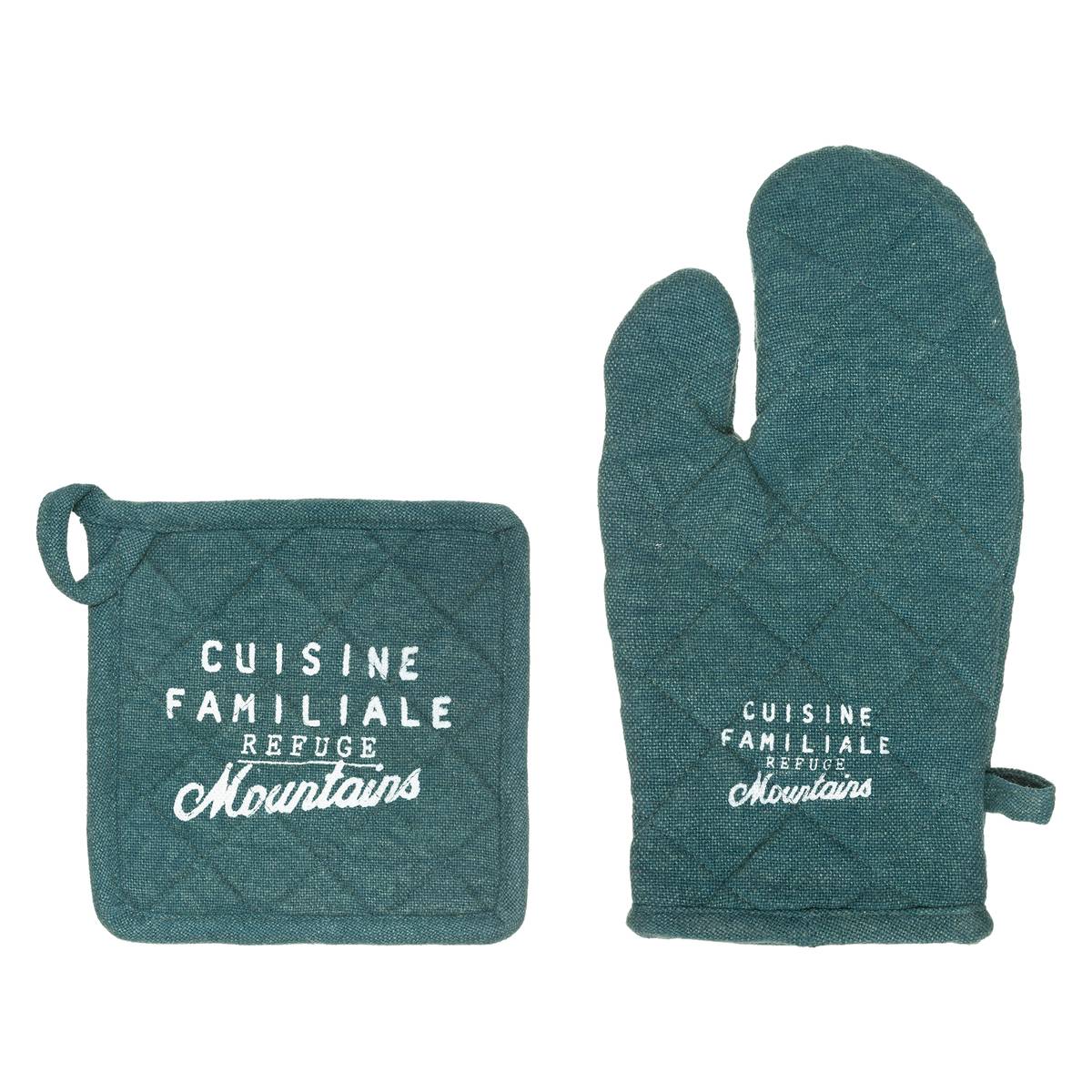 Gant et manique "Wild" - coton - bleu canard - Atmosphera créateur d ...