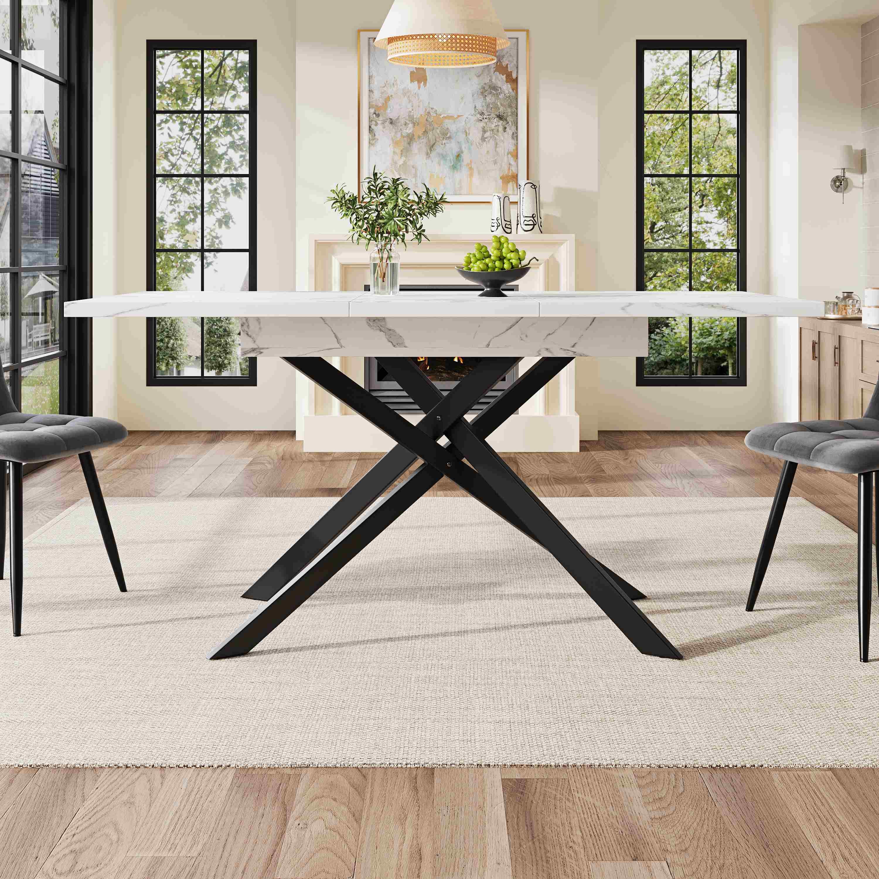 Table à manger extensible 120-160 cm - Table de cuisine avec pieds en ...
