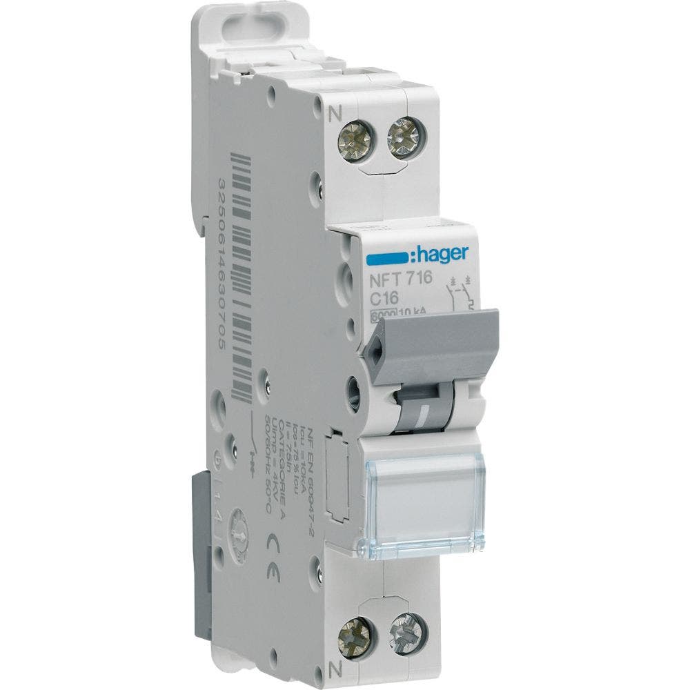 Disjoncteur 10A 1P+N courbe C 4.5-6kA 230V | Leroy Merlin