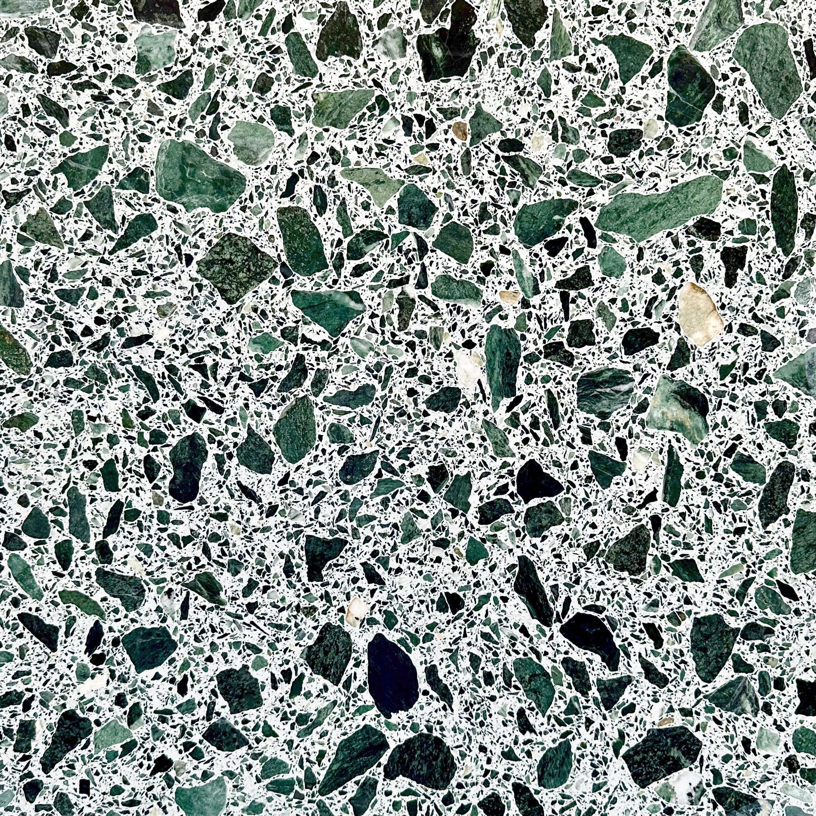Véritable Terrazzo 12 mm - Vert des Alpes - 60x60/1,2cm poli brillant ...