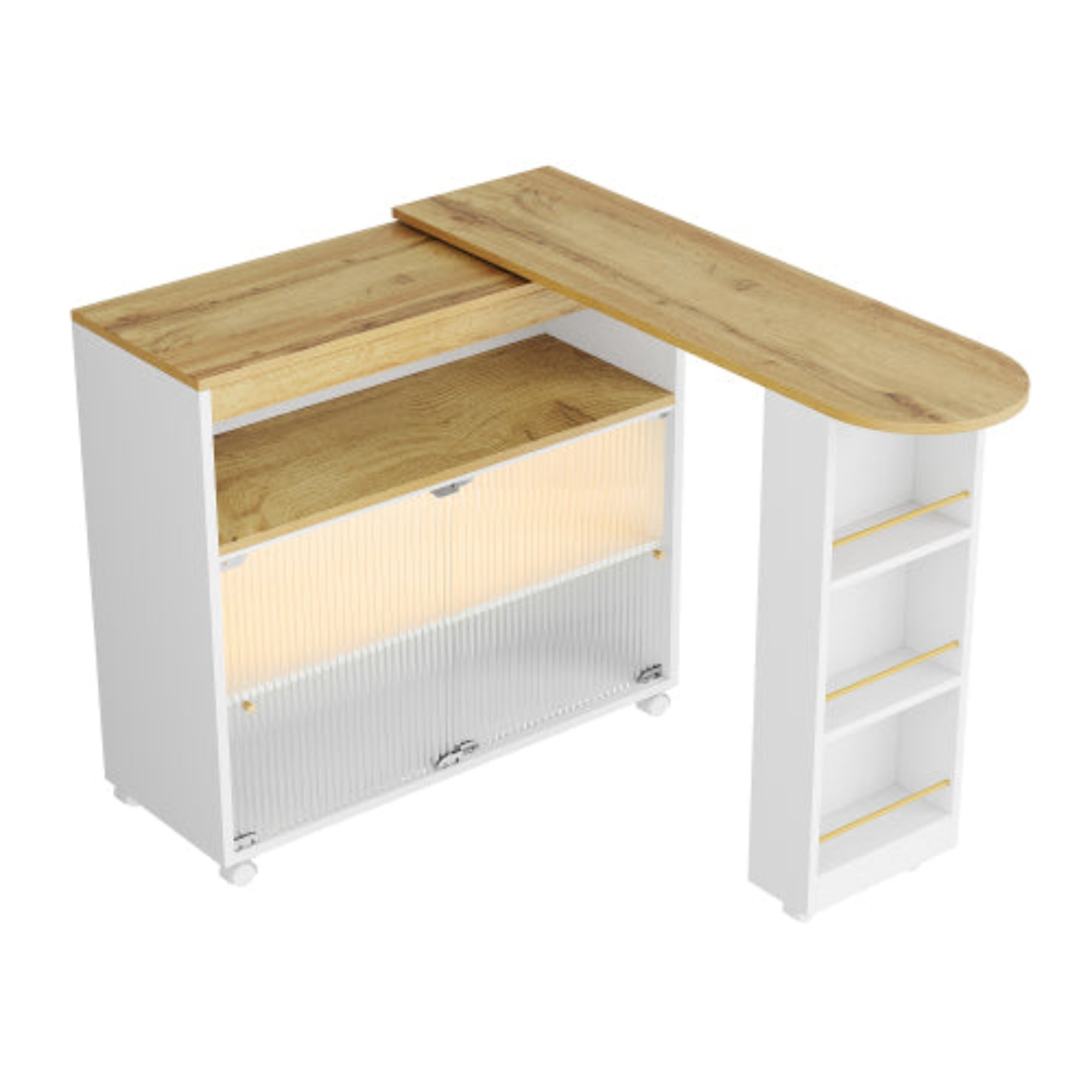 Table de bar extensible blanche avec rangement, LED, télescopique ...