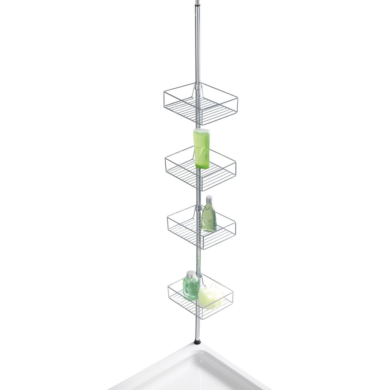 Etagère de douche extensible en acier 4 tablettes - H.65/275cm - Argent ...