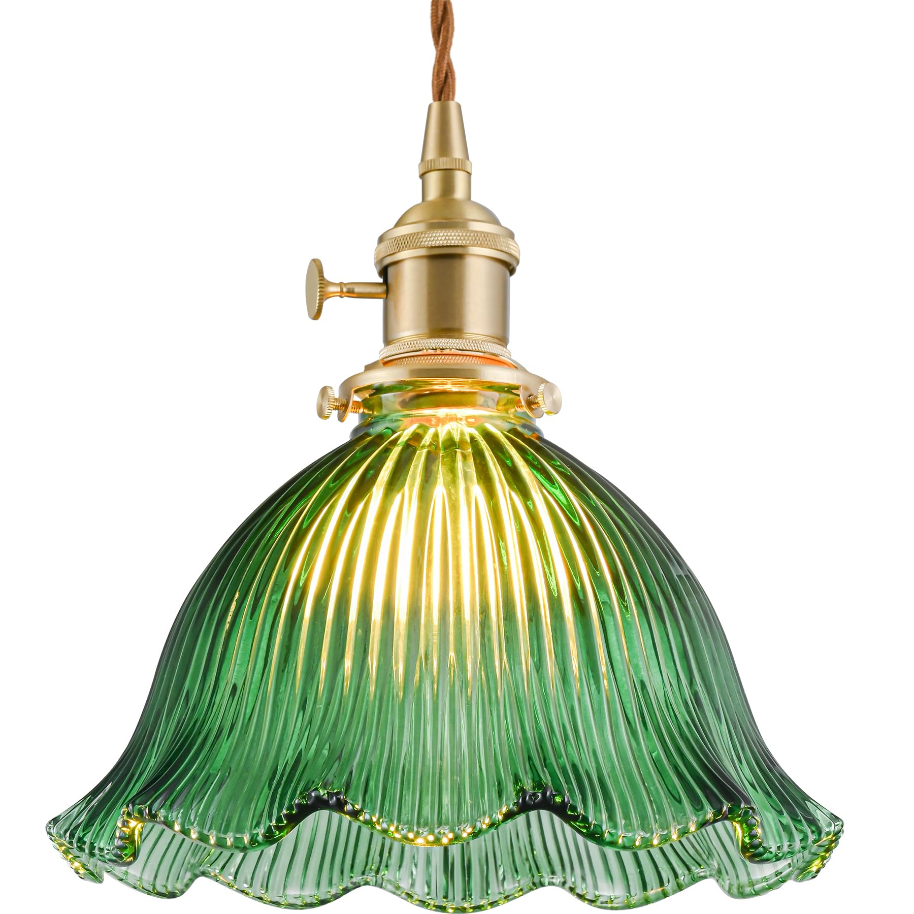 Lustre en verre vintage, Lustre simple avec abat-jour en verre, 23 x 22 ...