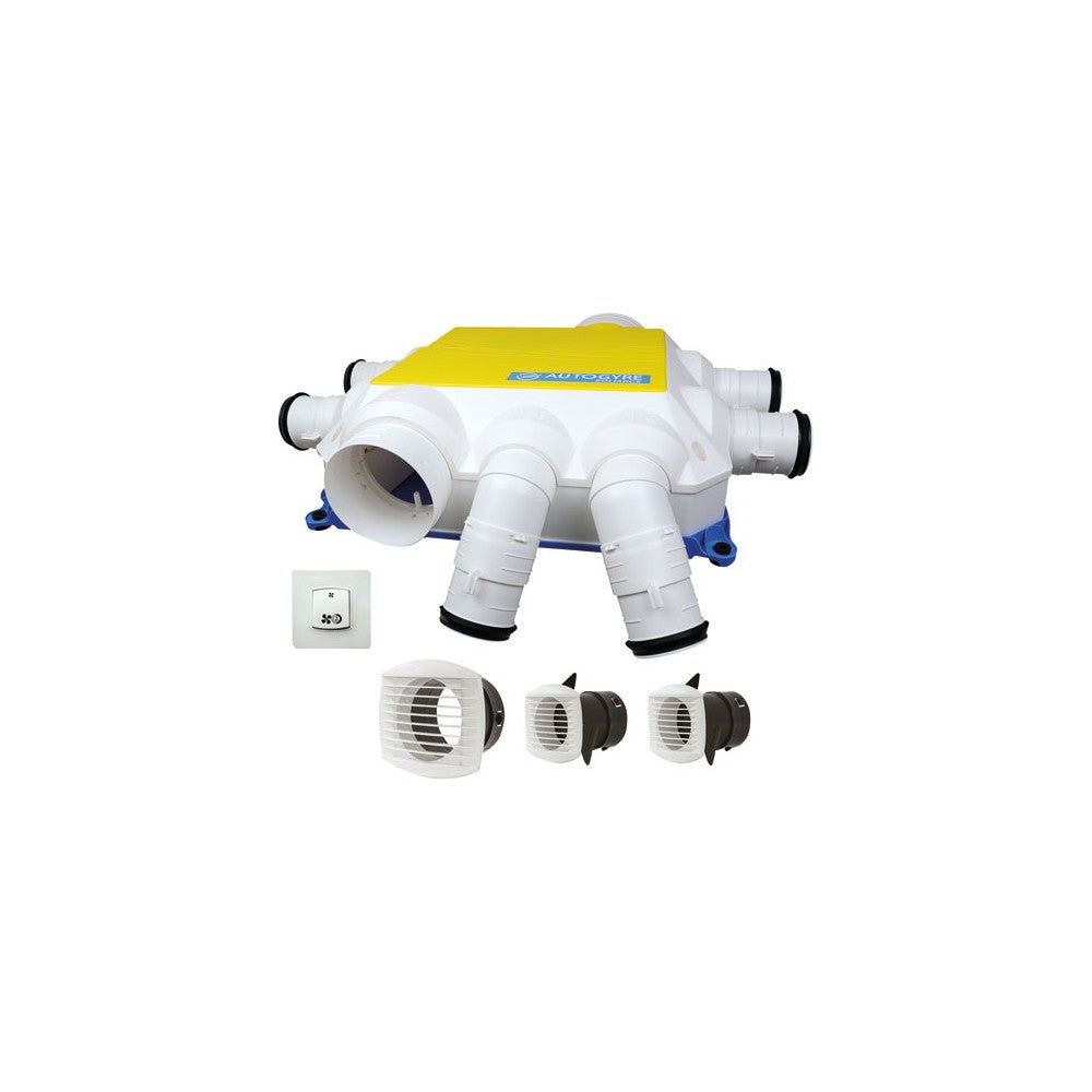 Kit VMC simple flux autoréglable Autogyre 913417 avec 4 grilles rondes ...