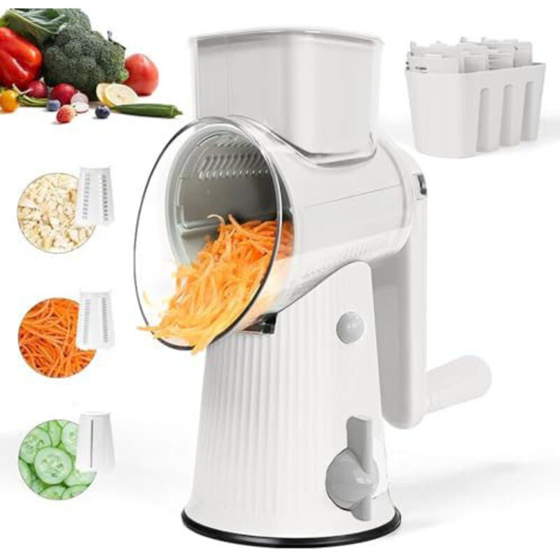Rotary cheese grater with handle, manual vegetable slicer with 3 ...