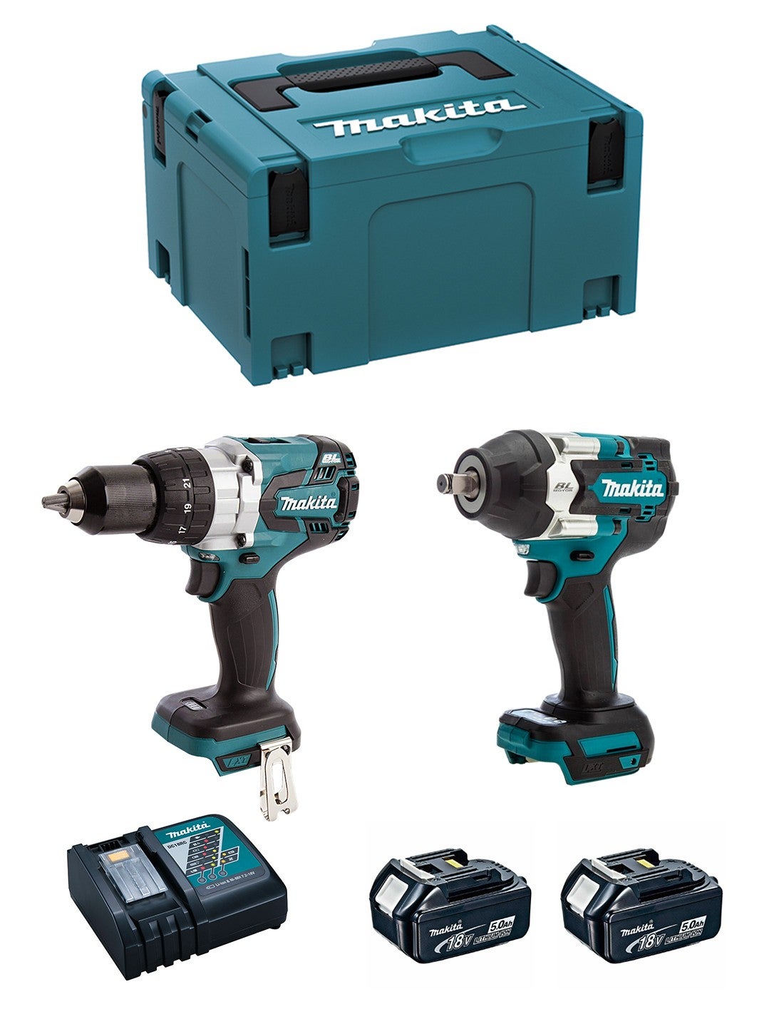 MAKITA Kit MK225RTJ (DHP481 DTW700 2 x 5,0 Ah DC18RC MAKPAC 3) | Leroy ...