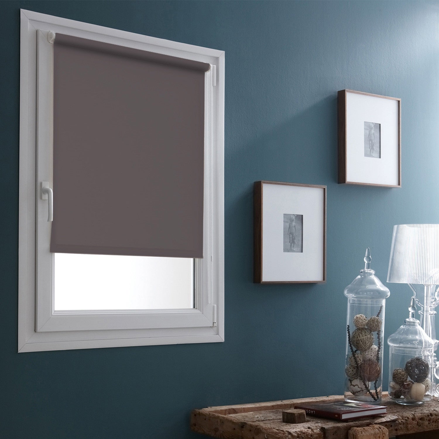 MADECOSTORE Store enrouleur occultant sans percer - Gris rose - L66 x ...