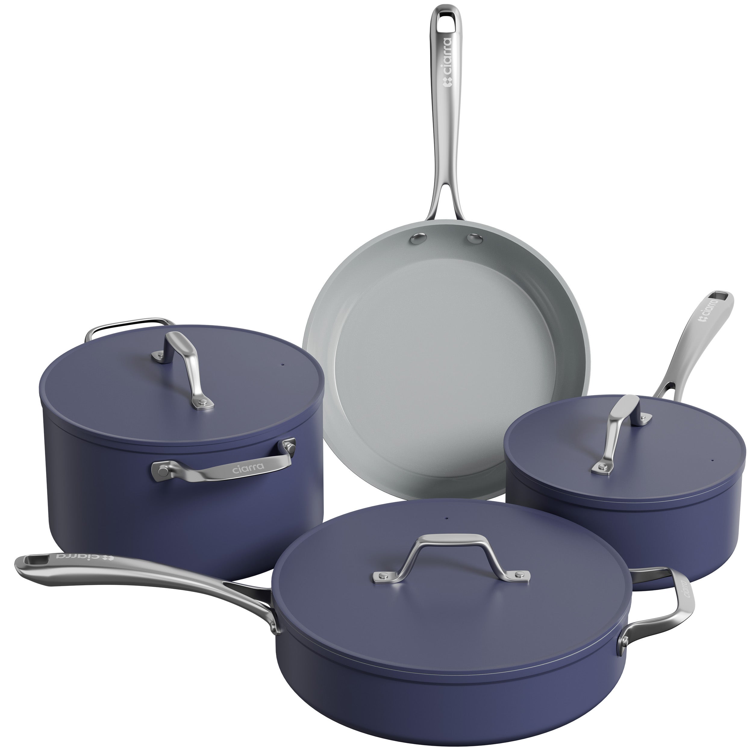 Ciarra Casseroles et Poêles Induction avec Couvercle 4pcs Capacité 2.8L ...