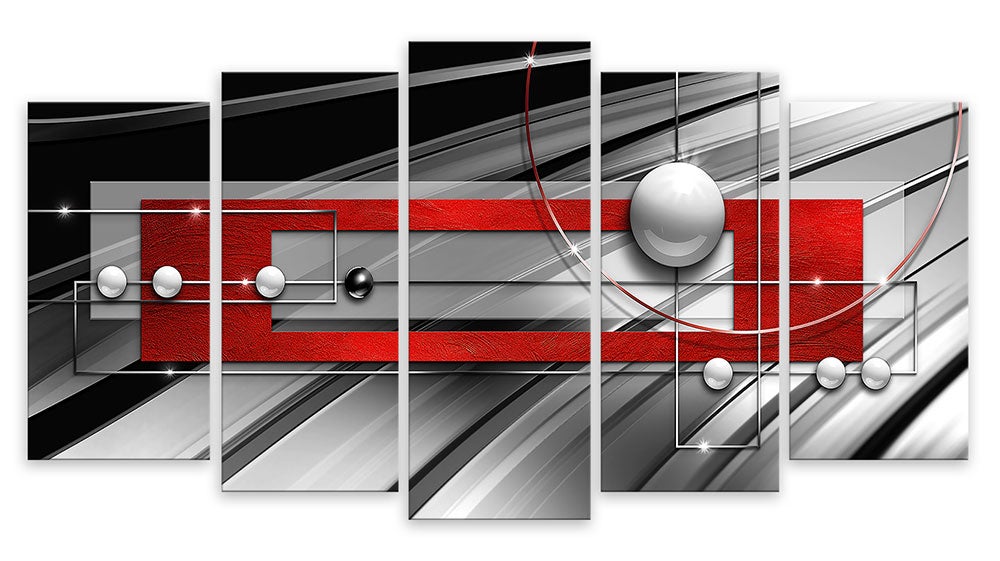 Tableau 5 parties graphique deco rouge graph - 150x80 cm | Leroy Merlin