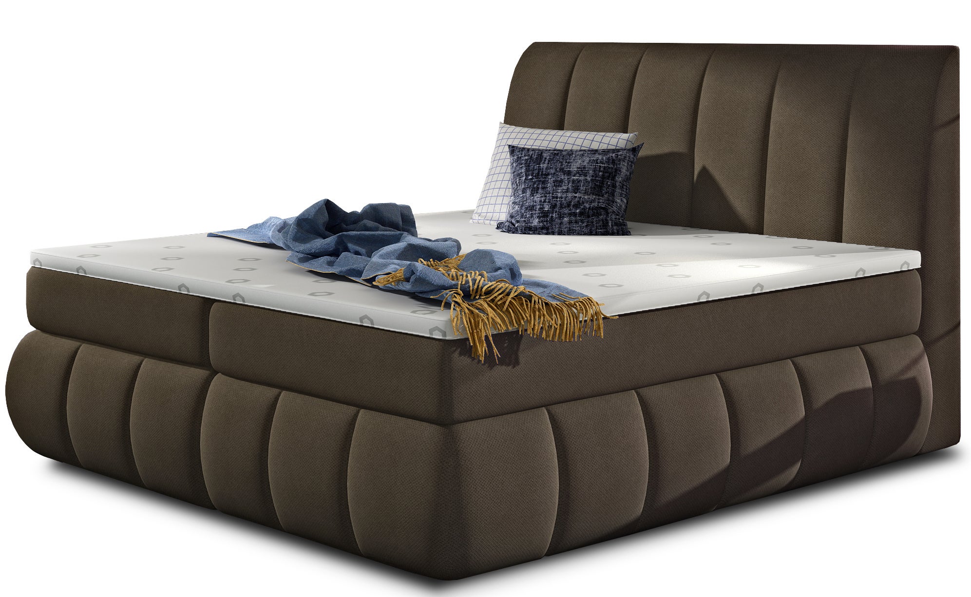 Lit continental matelassé tissu brun Florencia-160x200 | Leroy Merlin