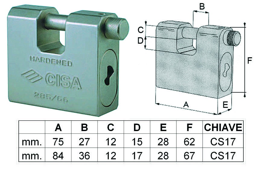 Candado Blindado Persianas 66 mm 28550 Cisa | Leroy Merlin