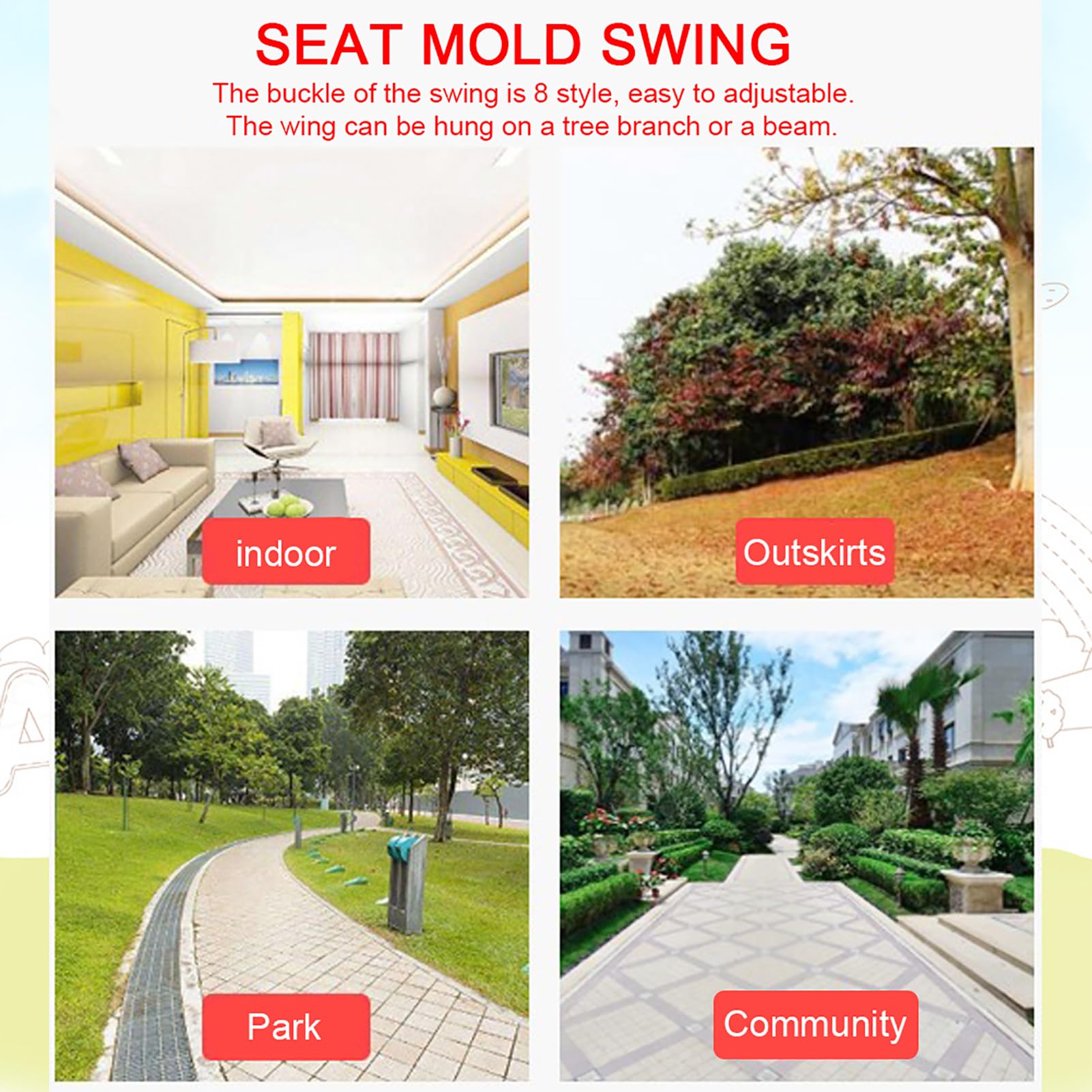 Asiento de columpio de plástico curvo para exteriores para niños, para ...