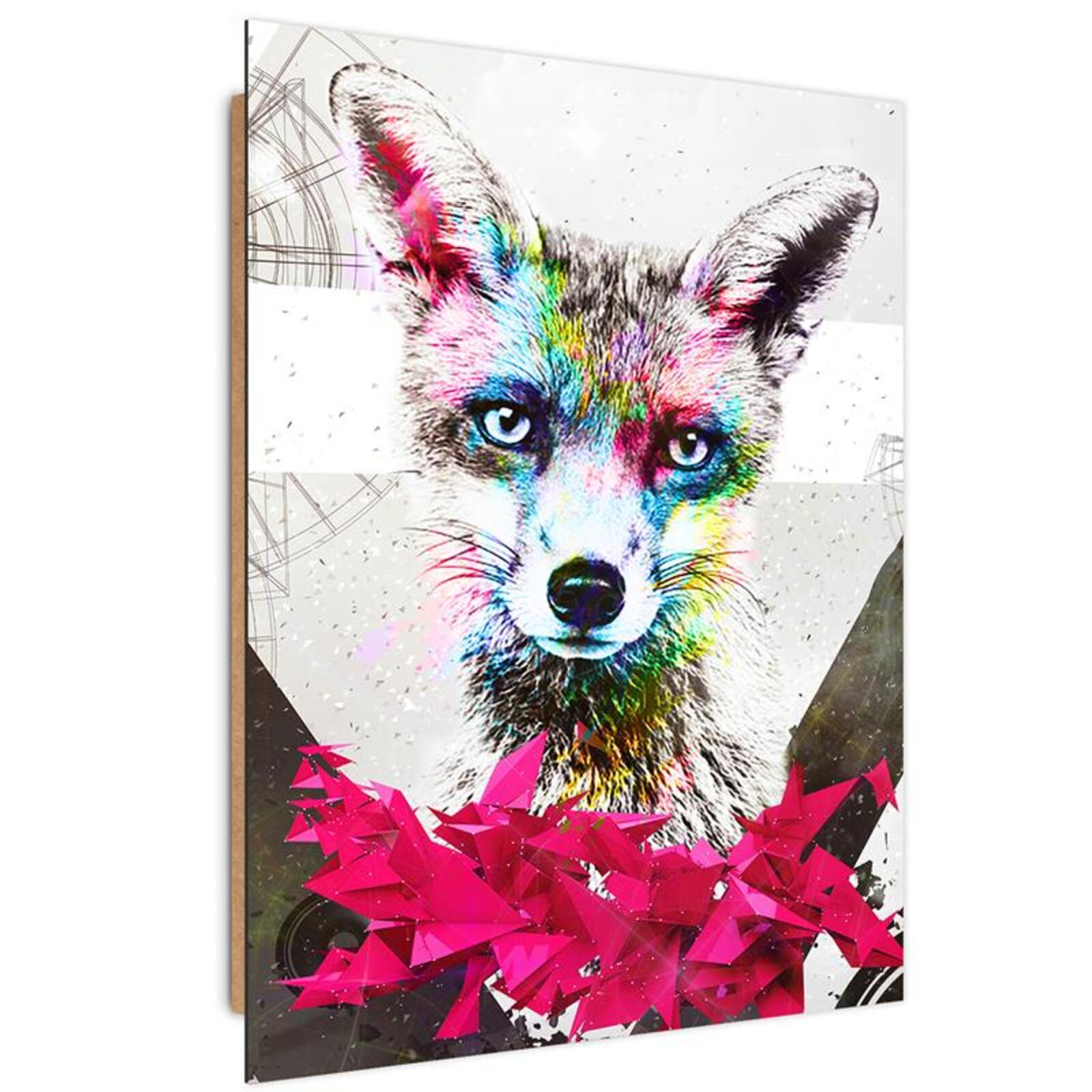 Tableau bois renard rose géométrie - 70 x 100 cm | Leroy Merlin