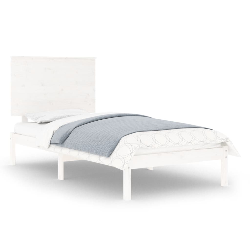 Lit simple | Lit adulte | Cadre de lit Blanc Bois de pin massif 90x200 ...