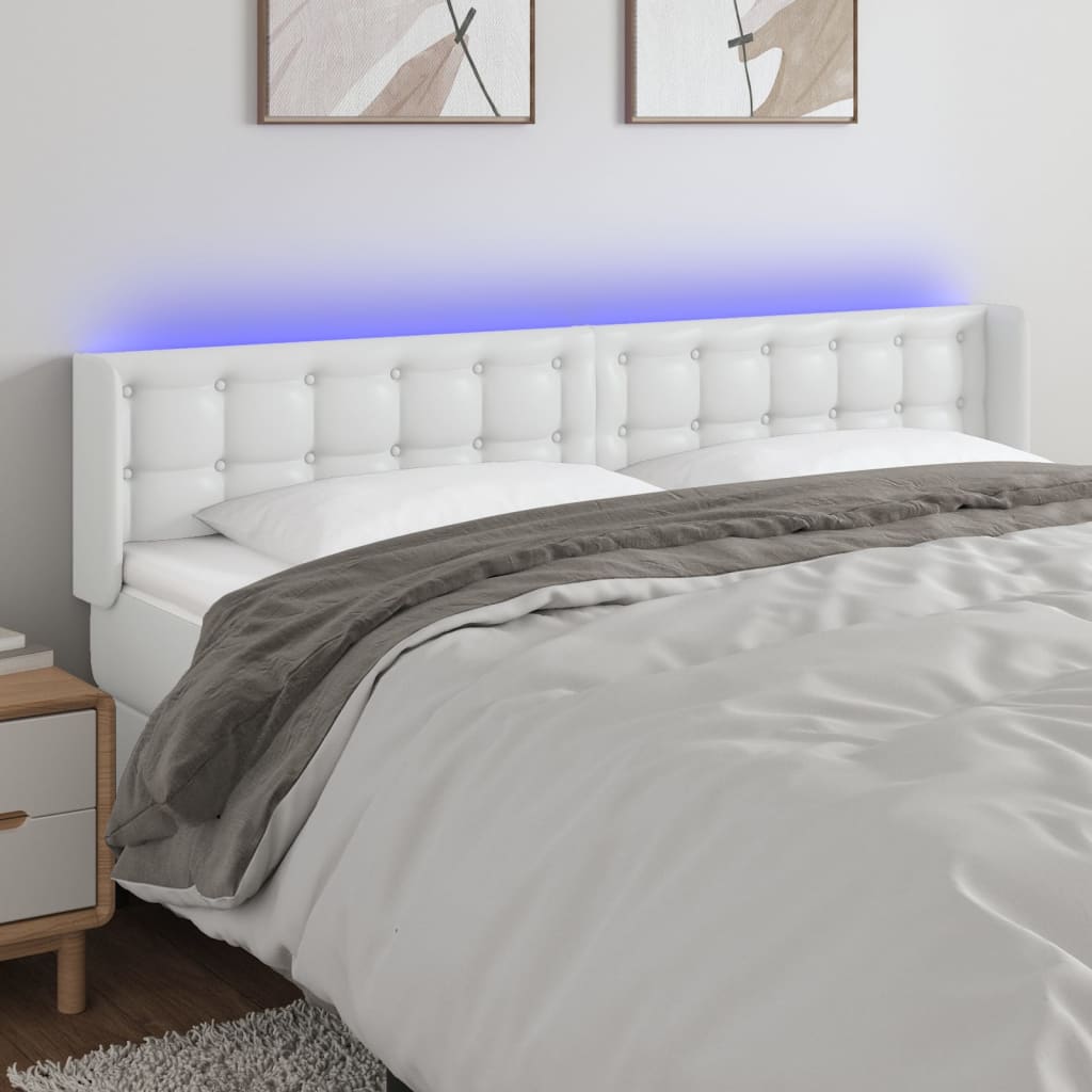Tête de lit à LED Blanc 203x16x78/88 cm Similicuir | Leroy Merlin