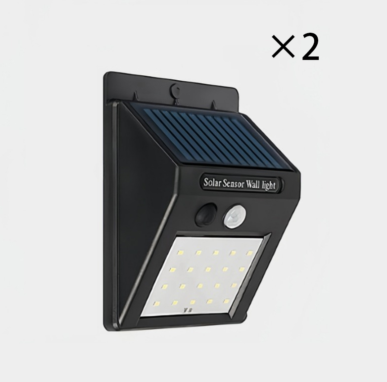 Paquete de 2 luces solares con sensor de movimiento de 20 LED, iluminación exterior para jardín ...