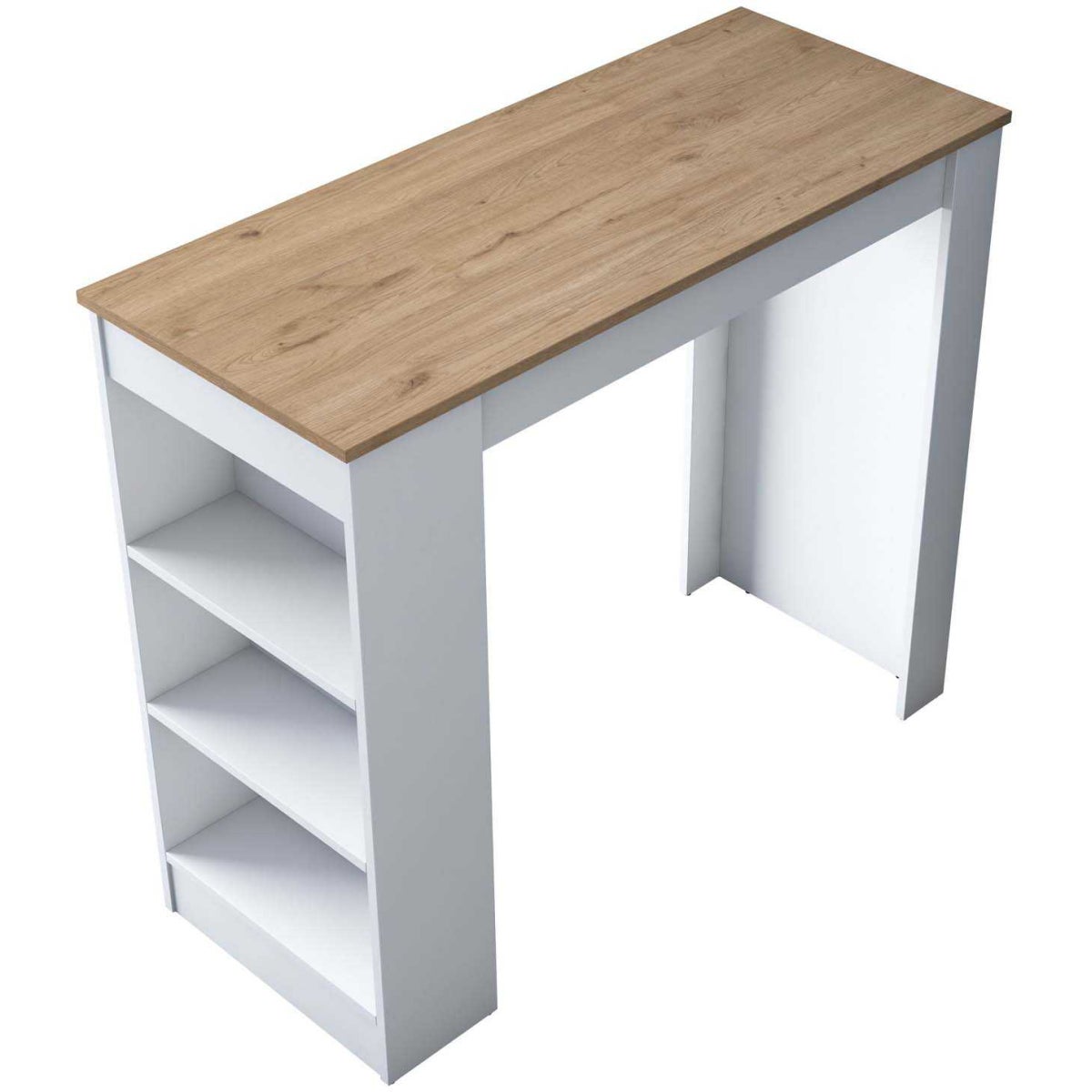 Mesa de bar Kailua 1437, 100x50x120cm, Aglomerado laminado, Nogal, Blanco | Leroy Merlin