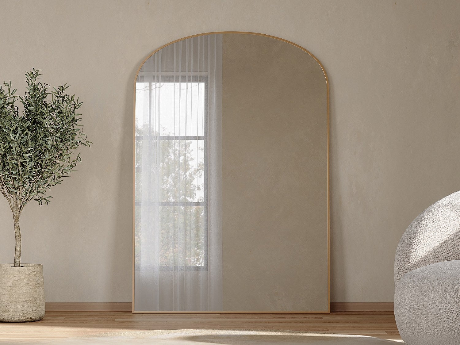 Gran espejo arco de aluminio - An. 118 x Alt. 170 cm - Dorado - SONAVA ...